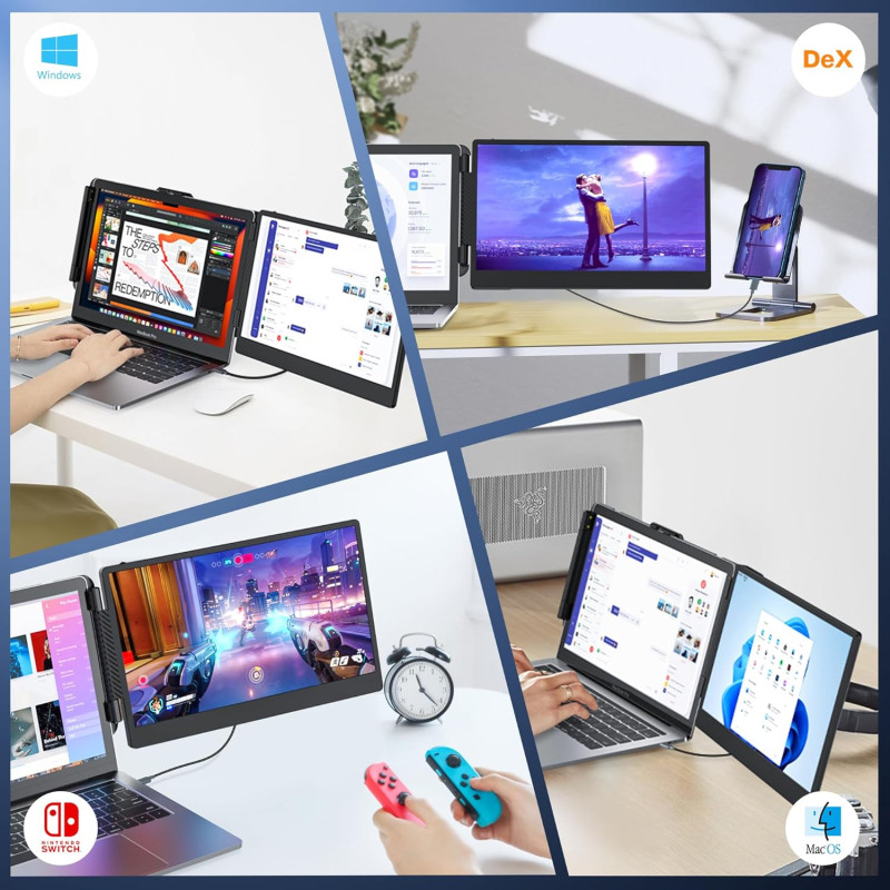 Portable Display S1 Portable Monitor 14'' 1080P FHD IPS Dual Laptop Display